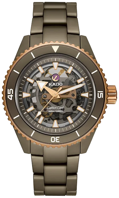 Rado Captain Cook High-Tech Ceramic Skeleton R32150162 Brun urtavla Ø43 ...